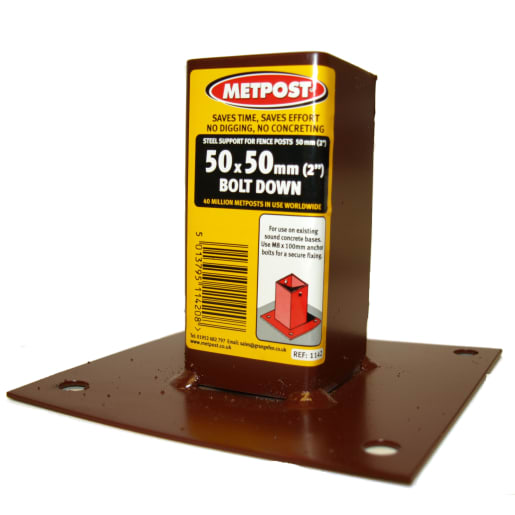 Grange Fencing Bolt Down Wedge Grip Steel 75 x 75mm Reddish Brown