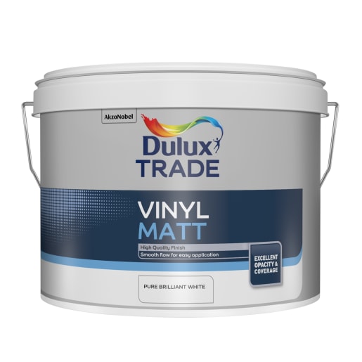 Dulux Trade Vinyl Matt Paint 10L Pure Brilliant White